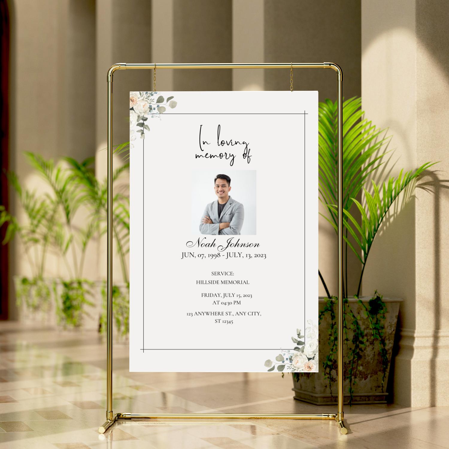 Personalized Memorial Photo Poster: Editable Funeral Template for Life ...
