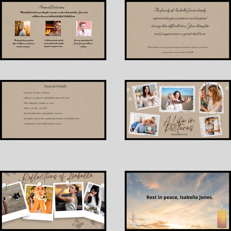 FUNERAL POWERPOINT, Memorial Slideshow Template for Celebration of Life ...