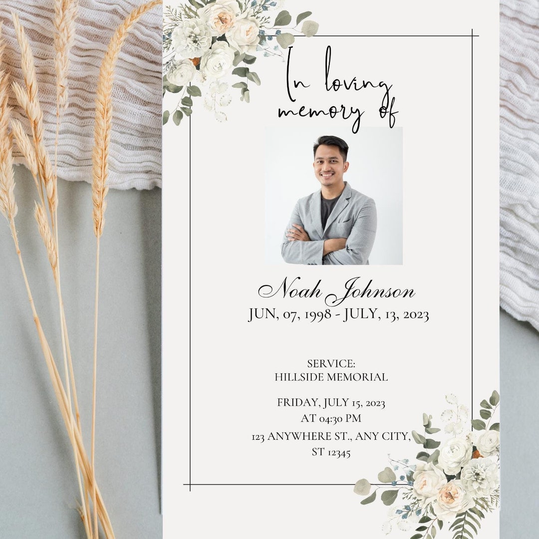 Prayer Cards - Editable Funeral Prayer Card Template for Memorials ...