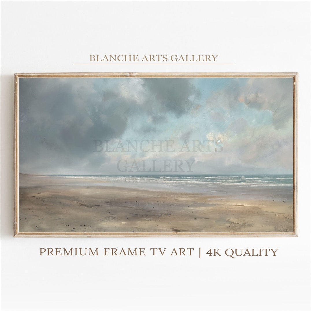 Windy Day on the Beach Abstract Frame TV Art, Seaside Minimalist Art ...