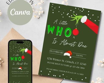 Grinch Theme Baby Shower Invitation - Etsy