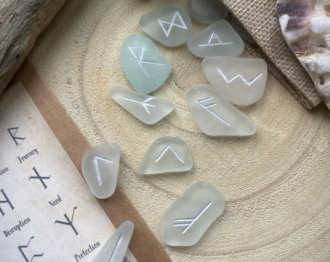 Carved Sea Glass Runes - 25 Pc Set | Elder Futhark | Divination Tools ...