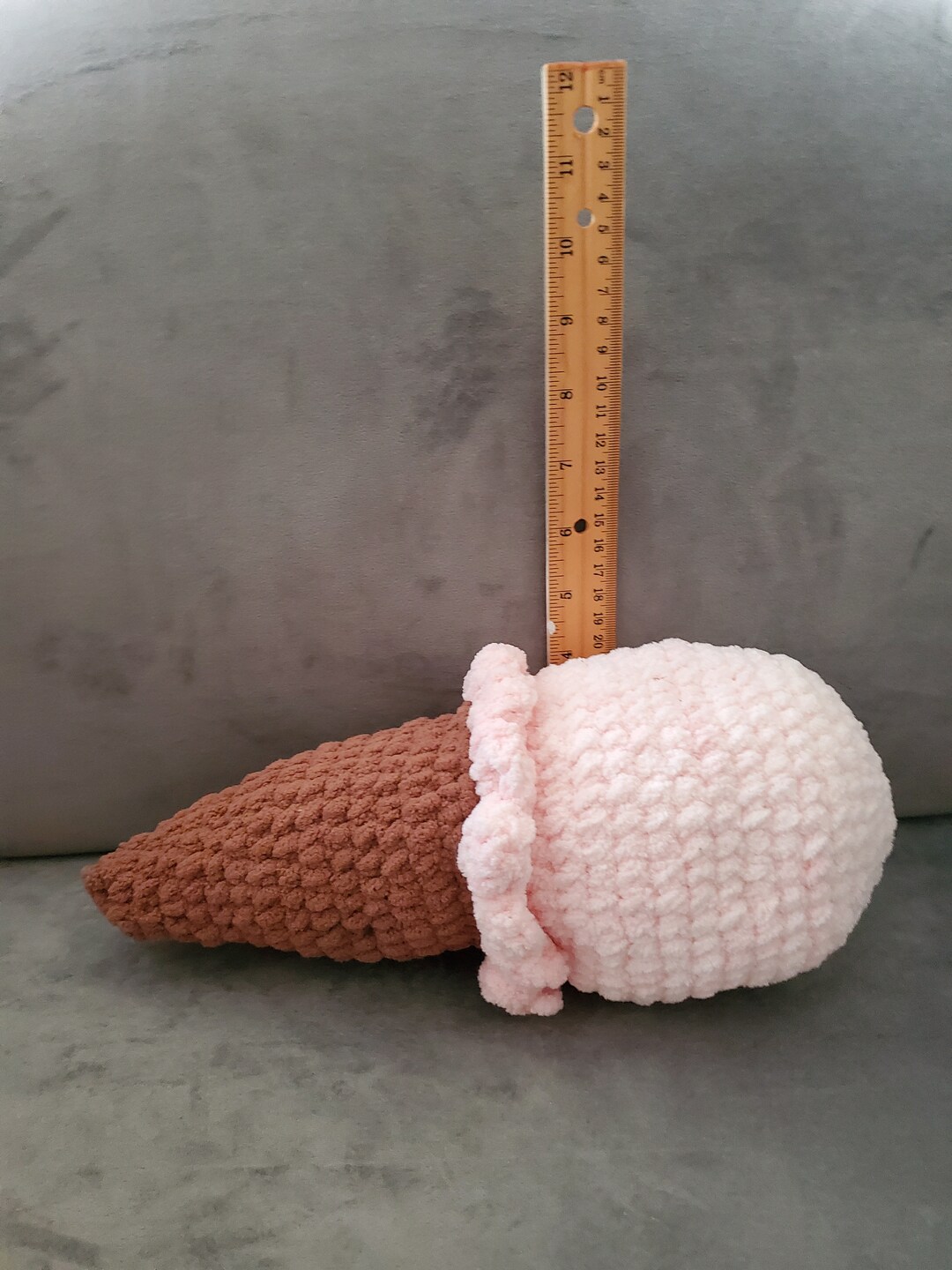 10 Inch Crocheted Ice Cream Cone Plush Toy in Assorted Flavors Soft and ...