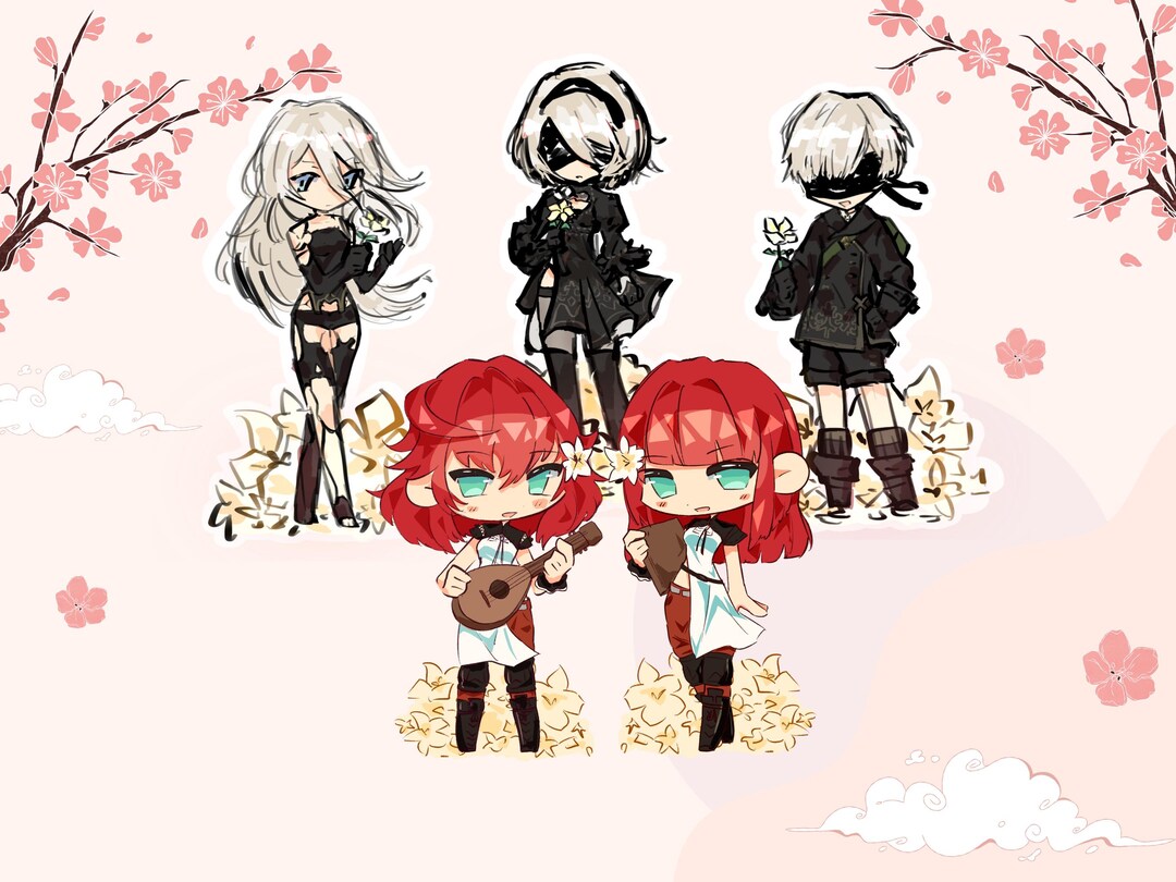 Nier:automata | 2B/9S/A2 Chibi Weatherproof Sticker Set | Cute Decals ...