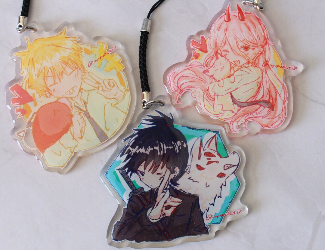 Chainsaw Man Acrylic Charms Denji, Power, Aki Keychain Collection ...