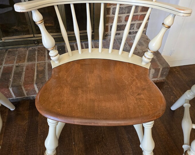 Rare! Ethan Allen Comb Back Chair. I Have 4 in Total. the Ivory & Gold ...
