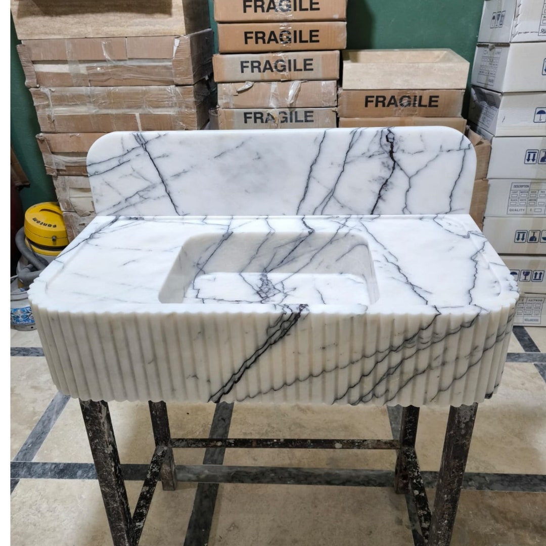 Lilac Marble Sink Luxury Bathroom Wall Mounted Sink Floating Marble ...