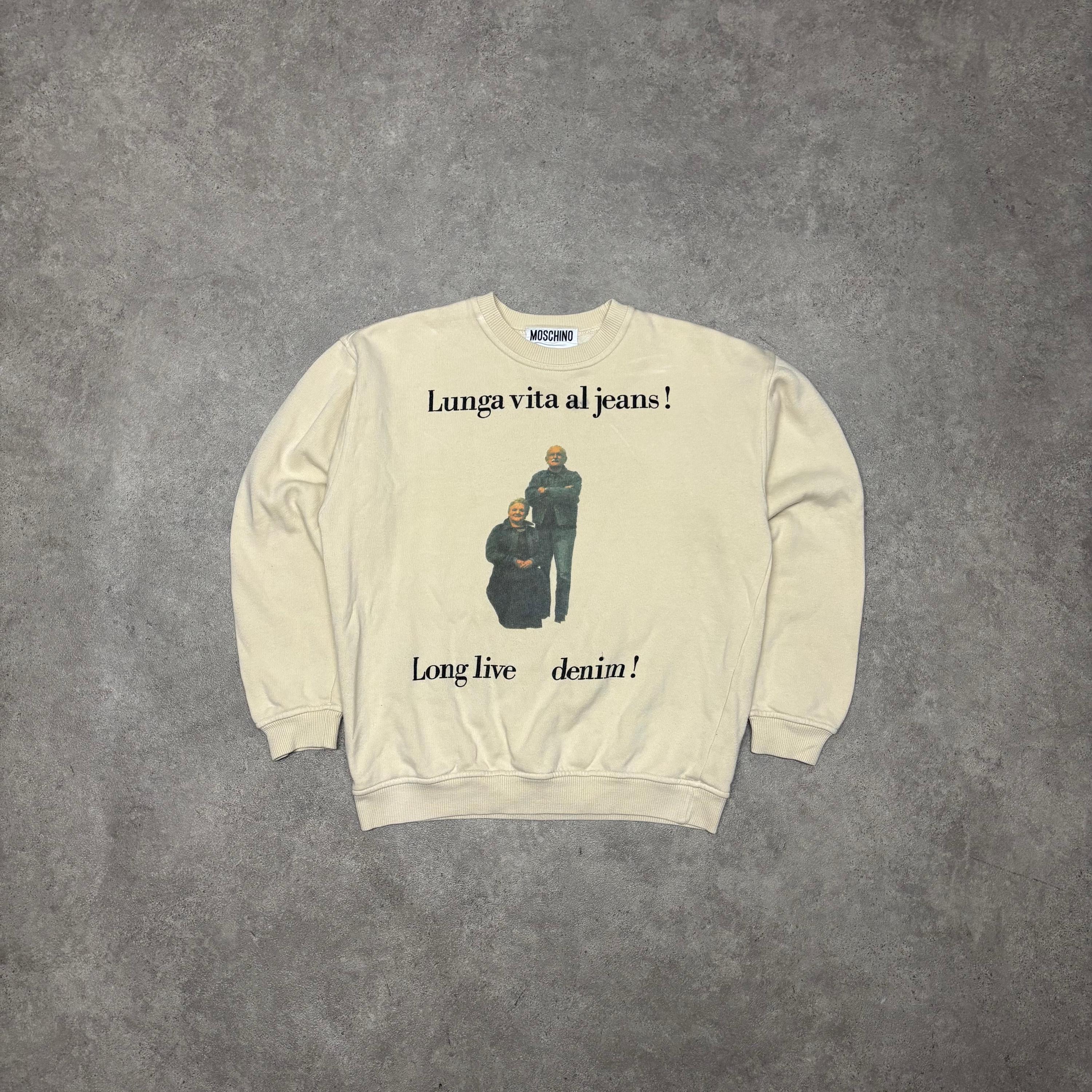 Rare 1980's Vintage Moschino Beige Graphic Sweatshirt Rare 1980's Vintage Moschino Beige Graphic Sweatshirt