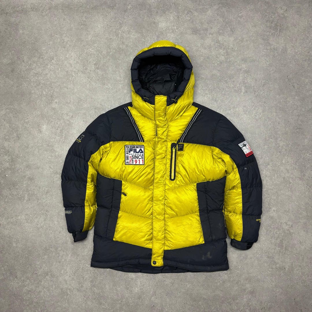 Vintage Fila Yellow & Black Siberian Goose 800 Puffer Jacket (L) - Etsy