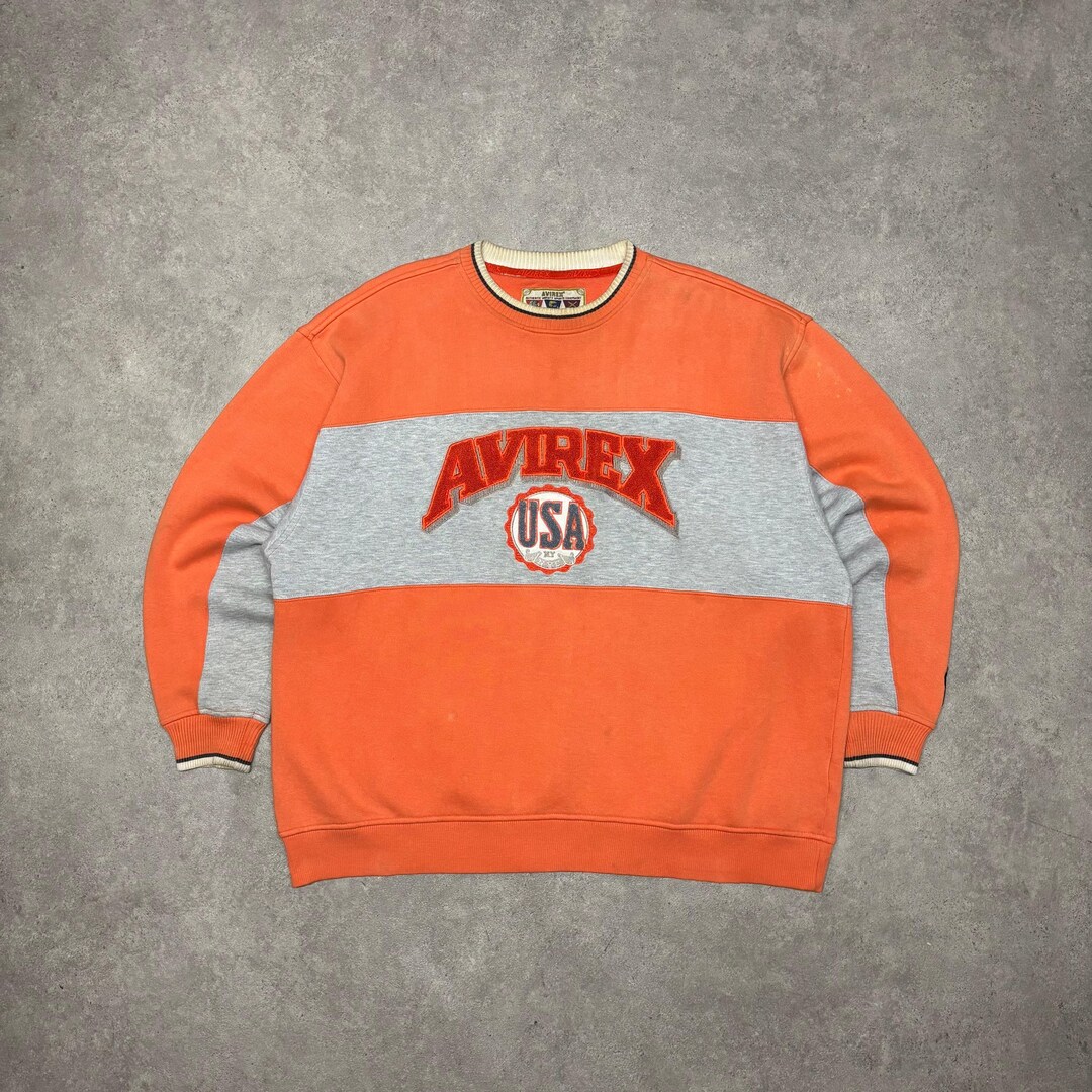 90's Vintage Avirex Heavyweight Orange Sweatshirt (XXL) - Etsy