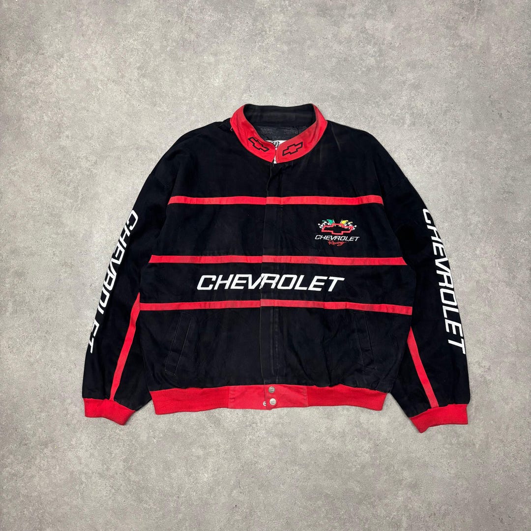 Vintage Nascar Chevrolet Black & Red Jacket XXL - Etsy