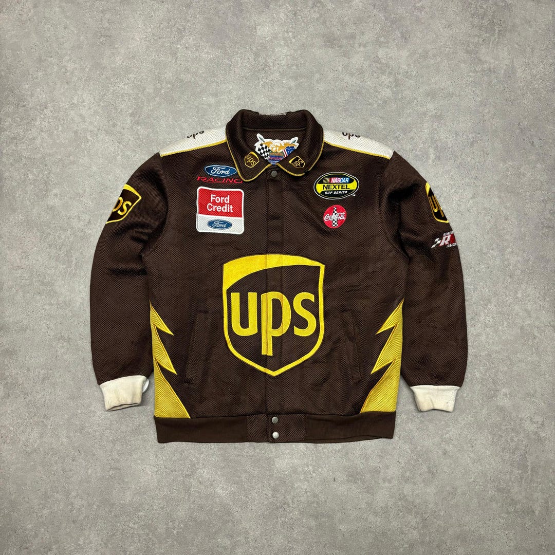 Vintage Nascar UPS Brown & Yellow Racing Jacket (XL) - Etsy