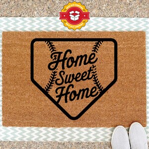 Baseball Themed Home Sweet Home Doormat, Baseball Doormat, Sport Lover ...