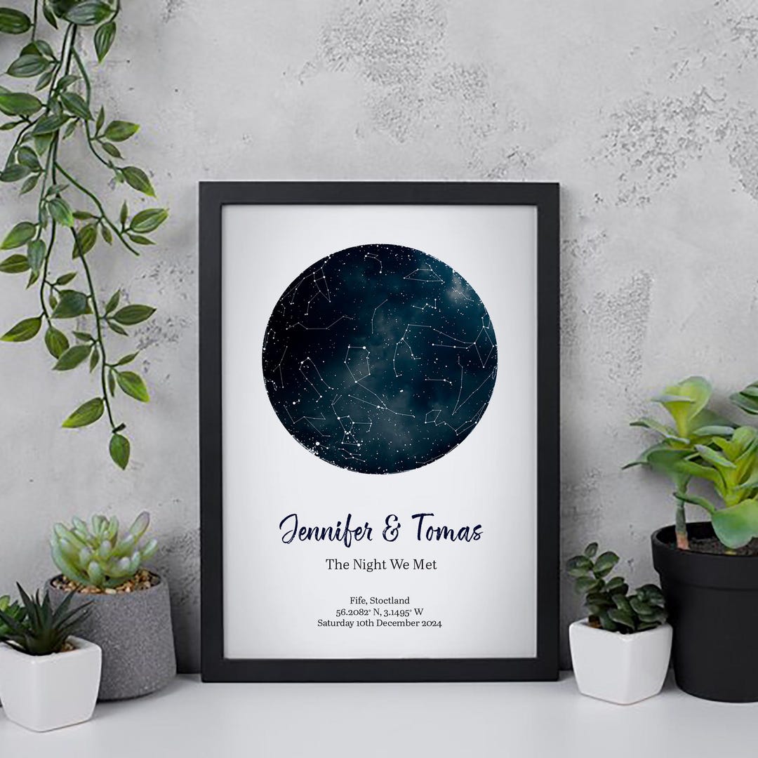 Star Map Custom Wall Art, Star Map Print, Custom Star Map, Framed Art ...