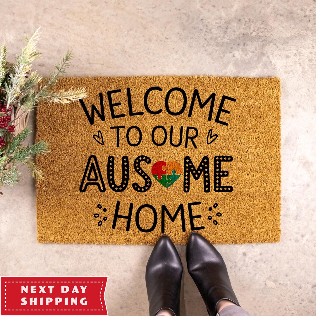 Welcome to Our Ausome Home Home Doormat, Autism Awareness, Autism ...