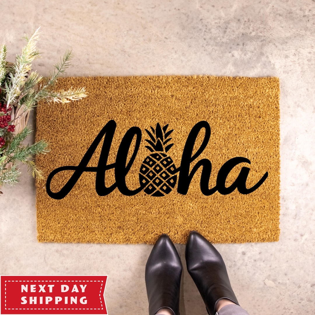 Aloha Welcome Mat, Pineapple Doormat, Patio Decor, Front Door Mat ...
