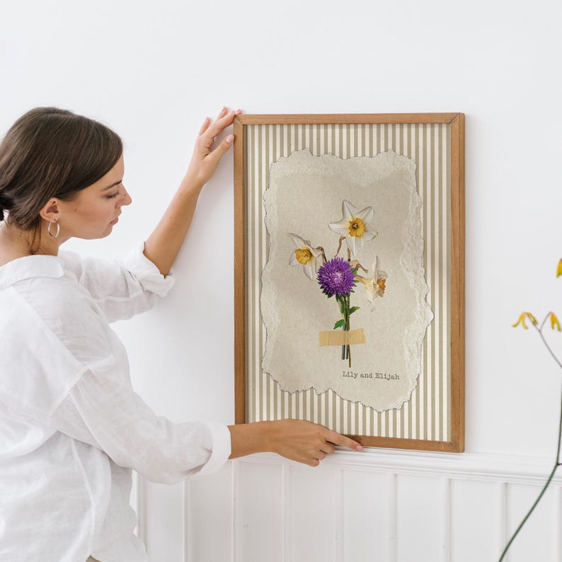 Custom Birth Month Flower Print, Family Name Wall Art, Floral Prints ...