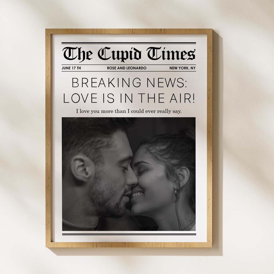 Valentines Day Couple Newspaper Sign, Newspaper Cupid Post, Custom ...