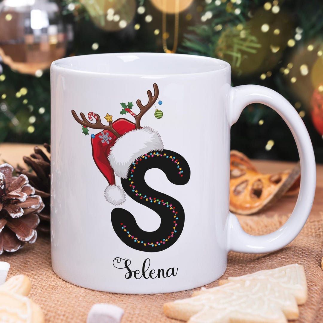Holiday Name Mug, Winter Name Mug, Custom Initial Mug, Christmas Gift ...