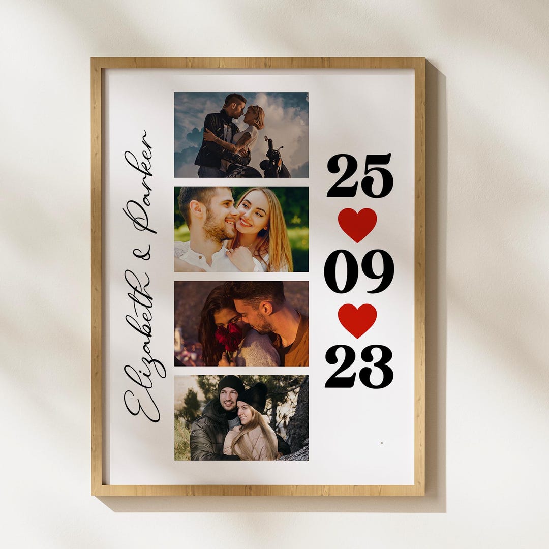 Custom Couple Photo Collage, Couple Photo Print, Wall Art Decor ...
