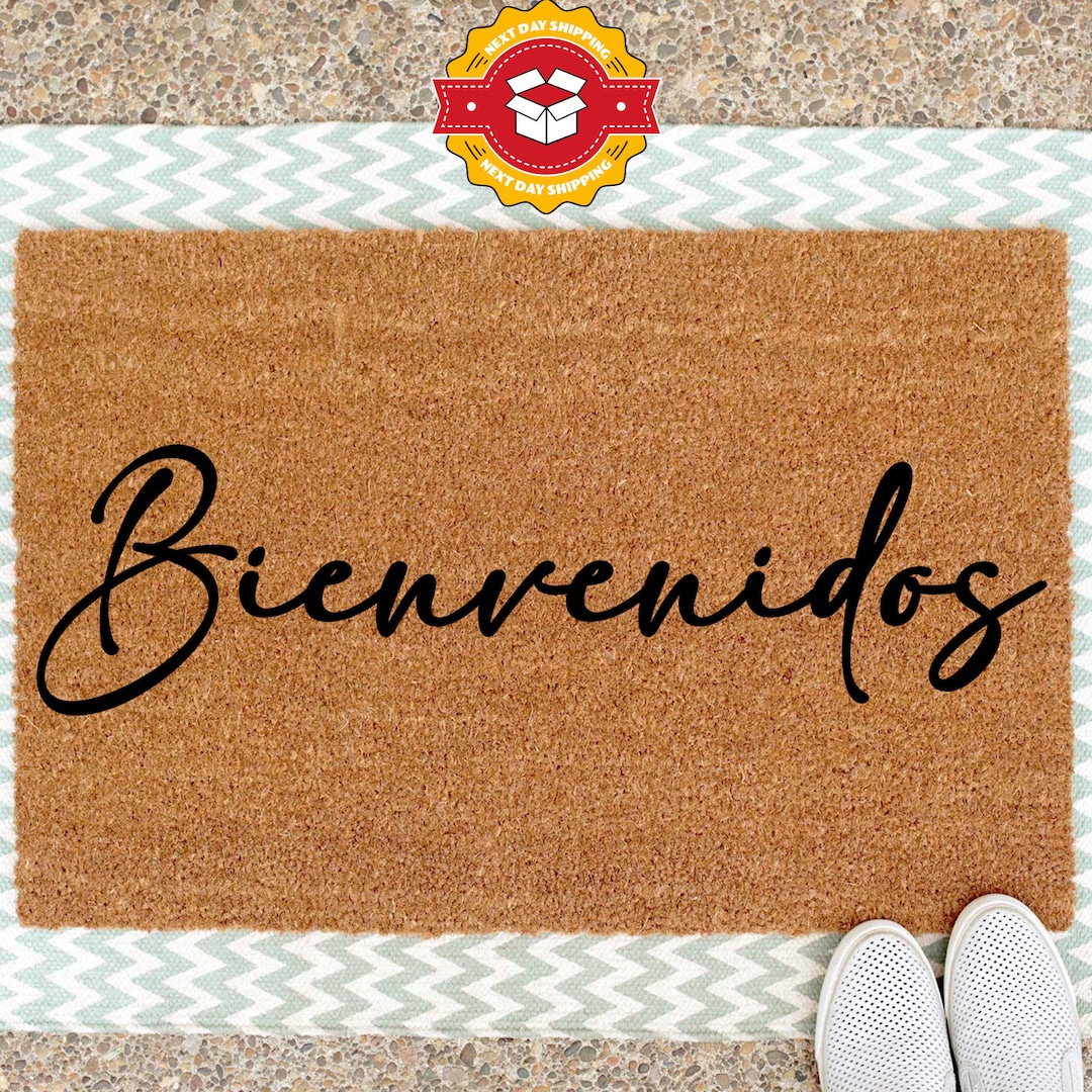 Bienvenidos Doormat, Cursive Script Doormat, New Home Gift, Welcome Mat, Spanish Doormat ...