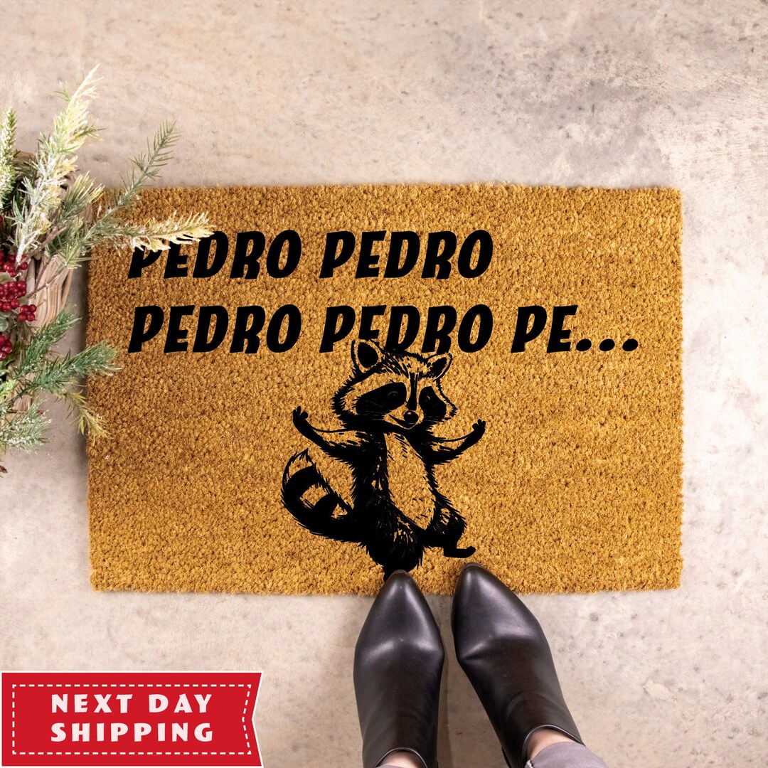 Meet Pedro the Dancing Raccoon Door Mat, Welcome Mat Pedro Pedro, Funny ...