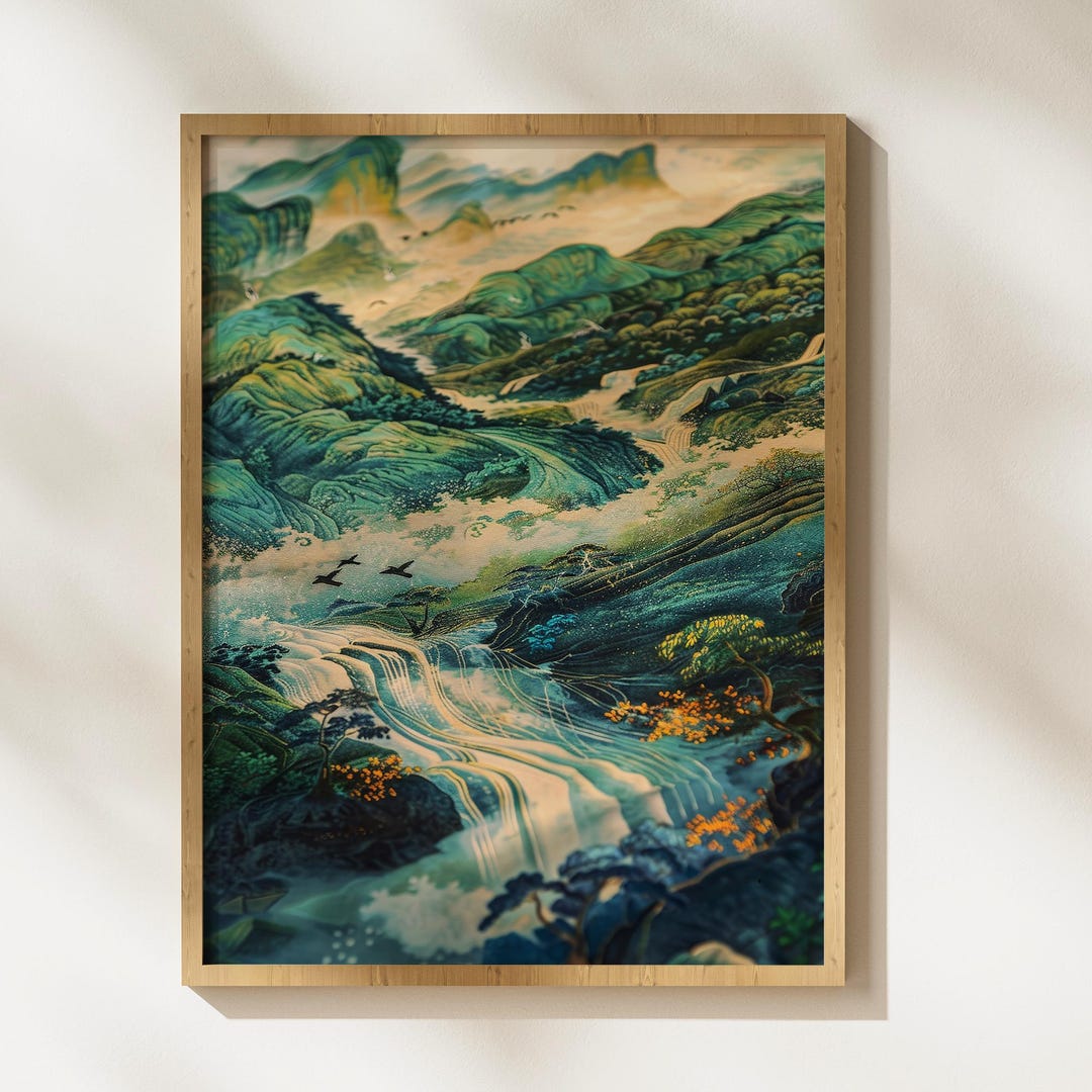 Hokusai Ukiyo-e Japanese Waterfall Wall Art, Japanese Home Decor ...