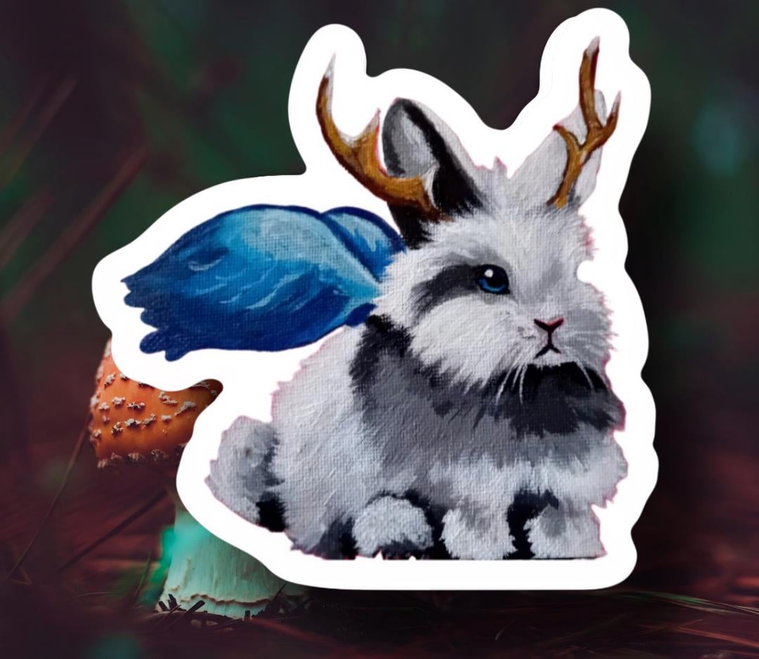 Wolpertinger Die Cut Vinyl Sticker: Cute Cryptid Bunny With Wings ...