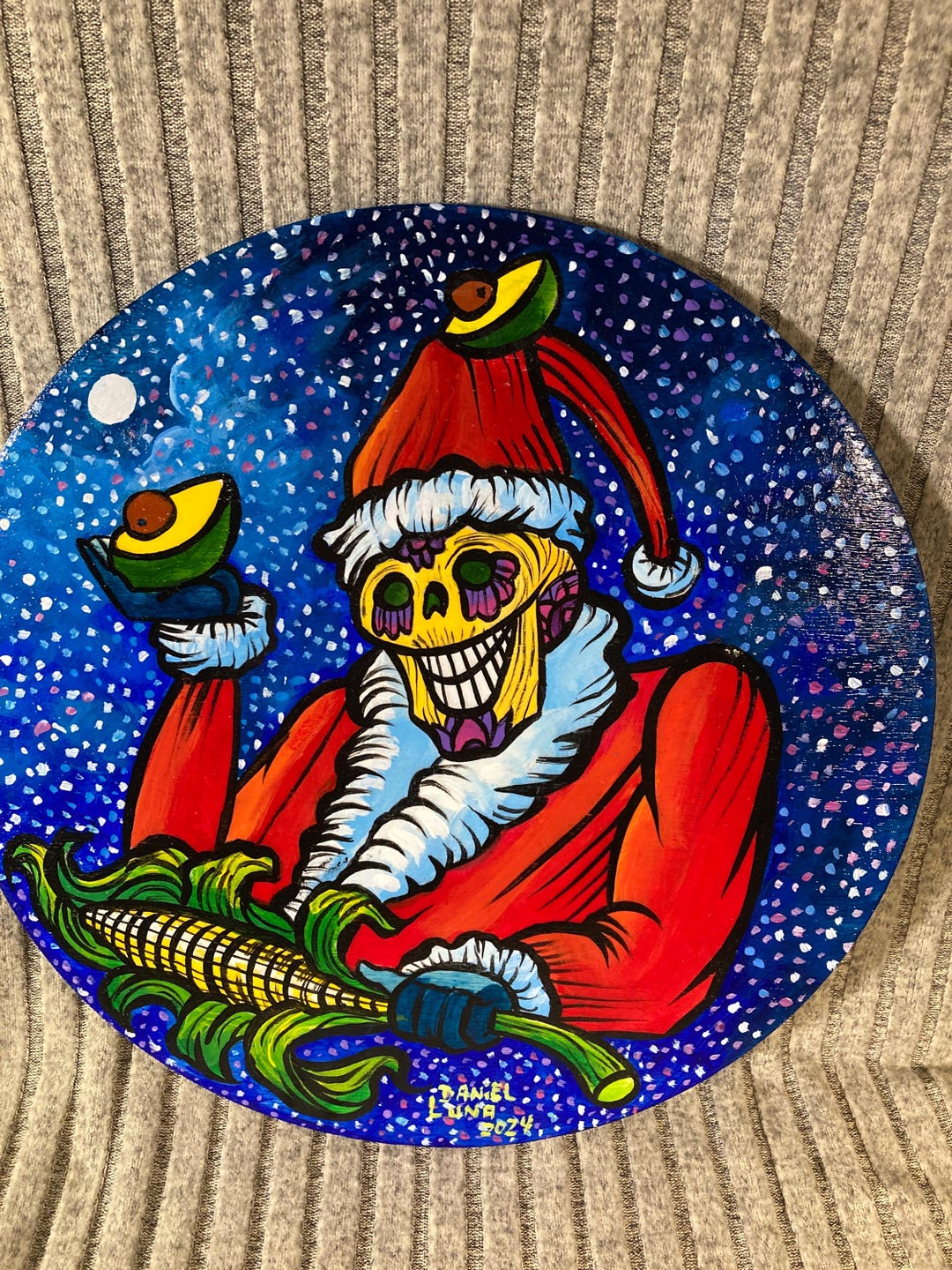 Hand Painted Art by Daniel Luna. Southwest Style Sugar Skull Santa With ...