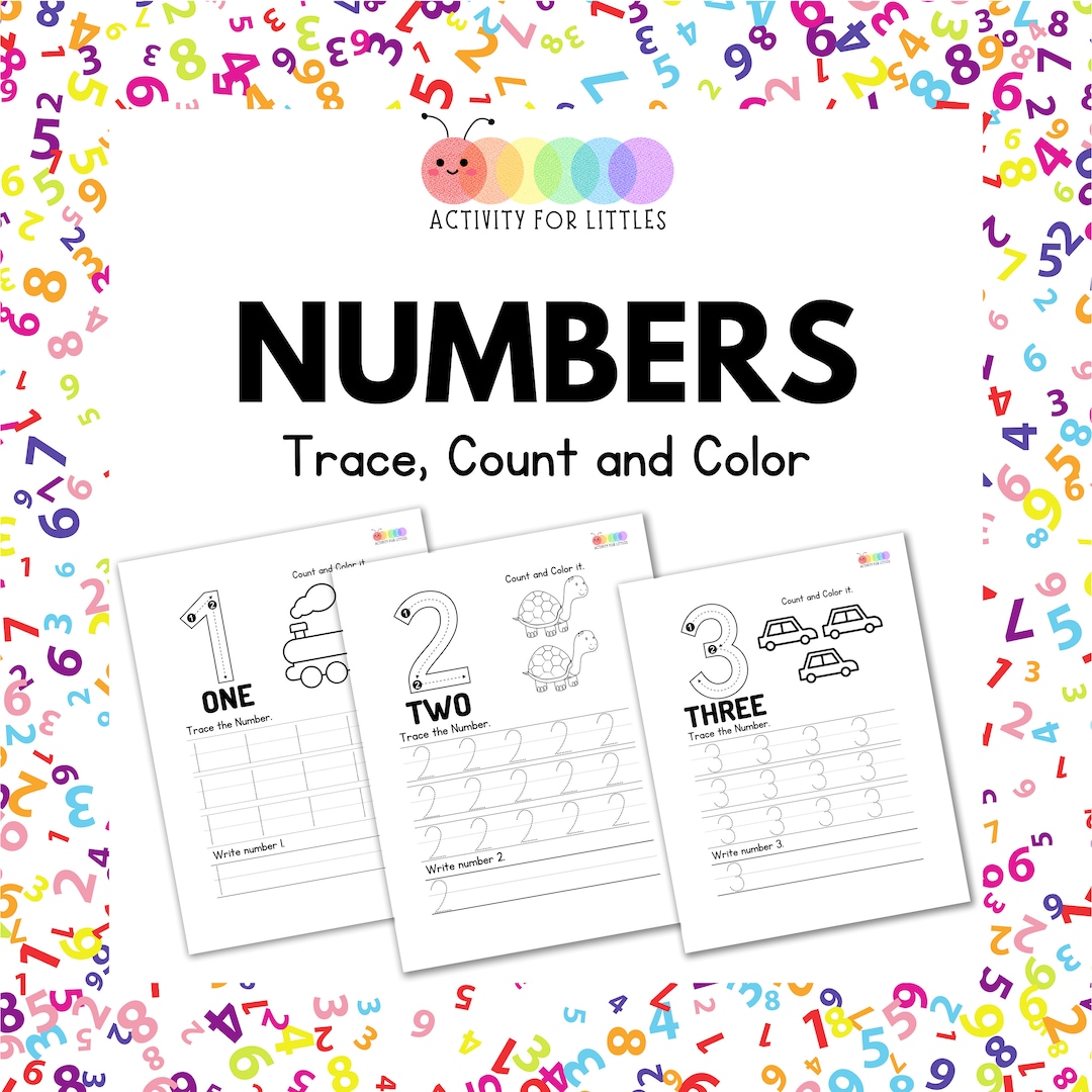 Numbers: Trace, Count, and Color Worksheets for Kids Fun & Educational ...