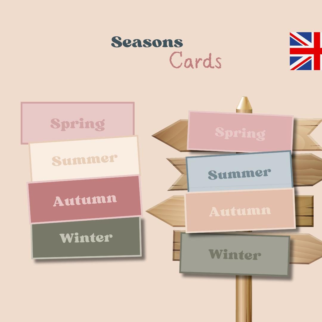 Four Seasons Learning, Seasons, Montessori, Cards, Game, Tracing ...