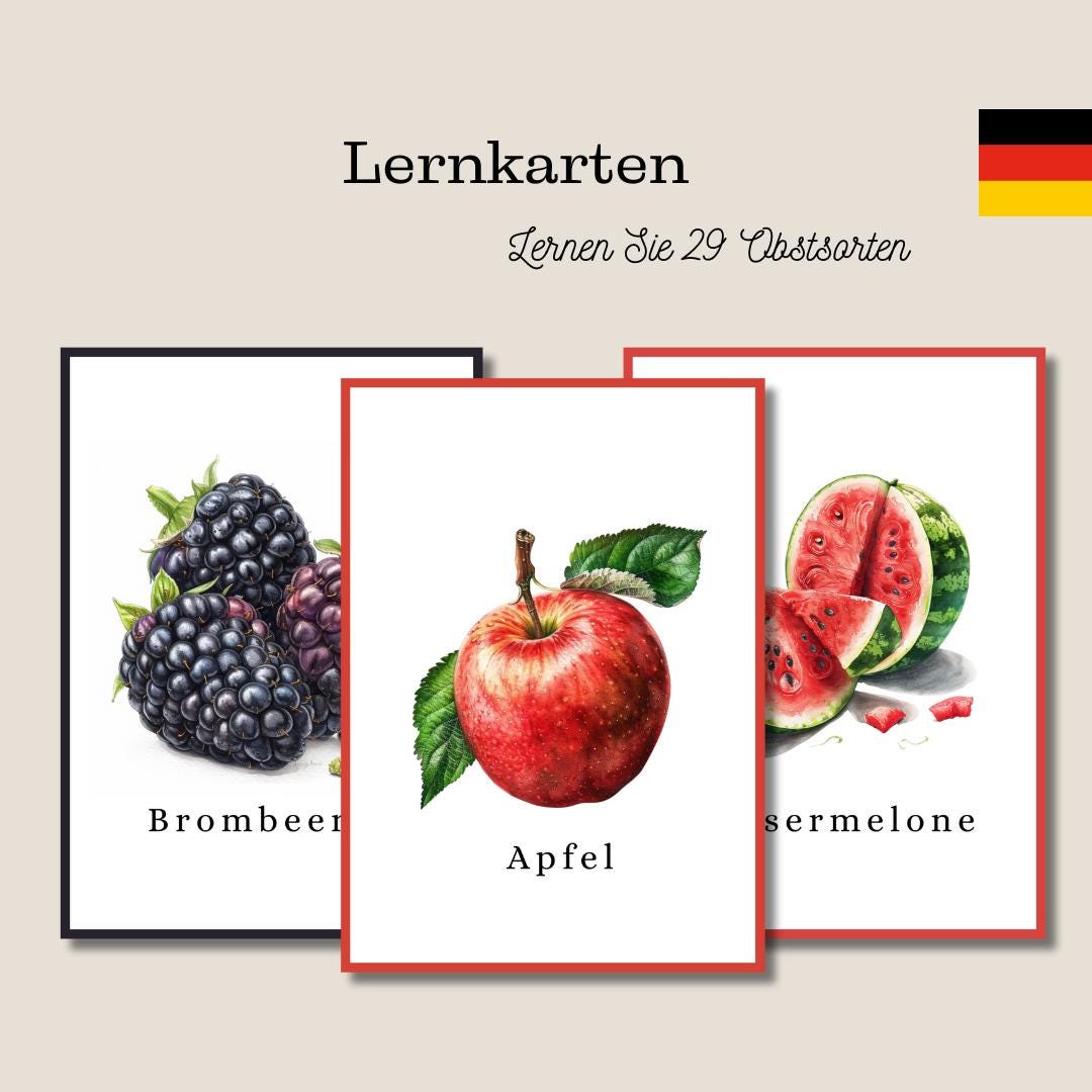 Fruit Flashcards, Montessori, Fruits Learning, Game, Educational ...