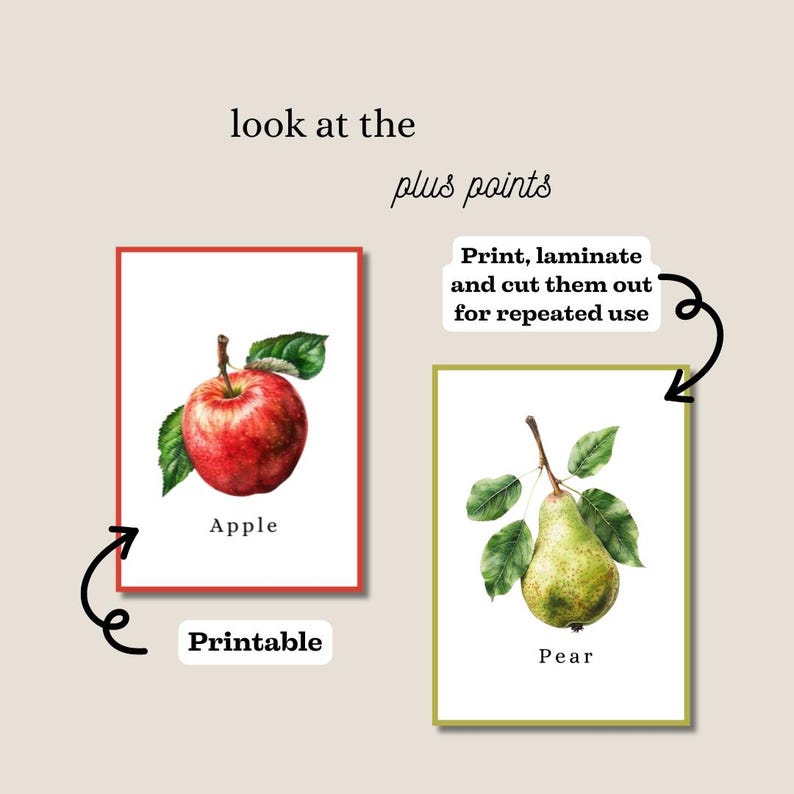 Flashcards, Montessori, Fruits Learning, , Educational, Education ...