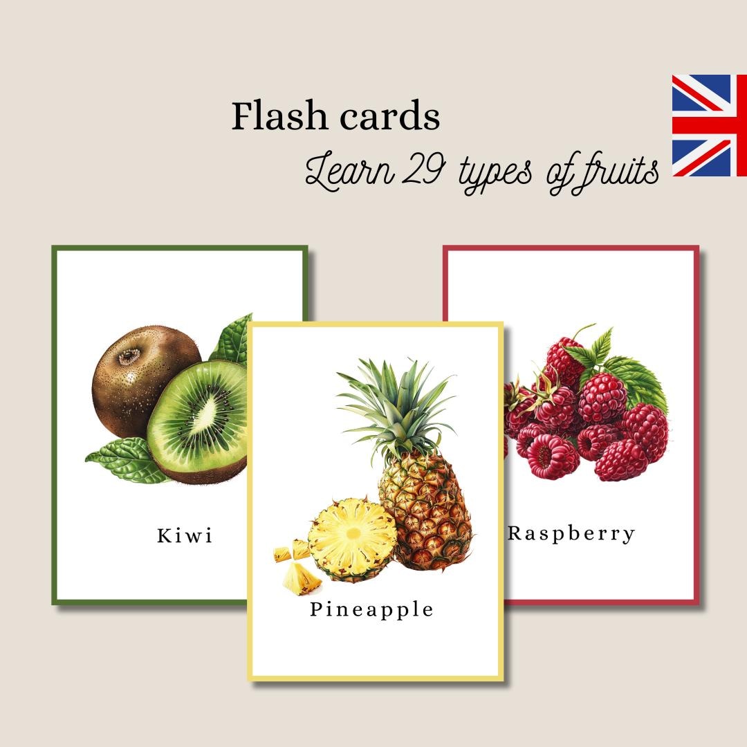 Flashcards, Montessori, Fruits Learning, , Educational, Education ...