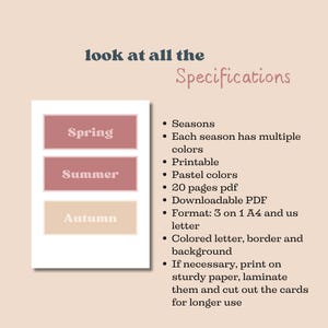 Four Seasons Learning, Seasons, Montessori, Cards, Game, Tracing ...