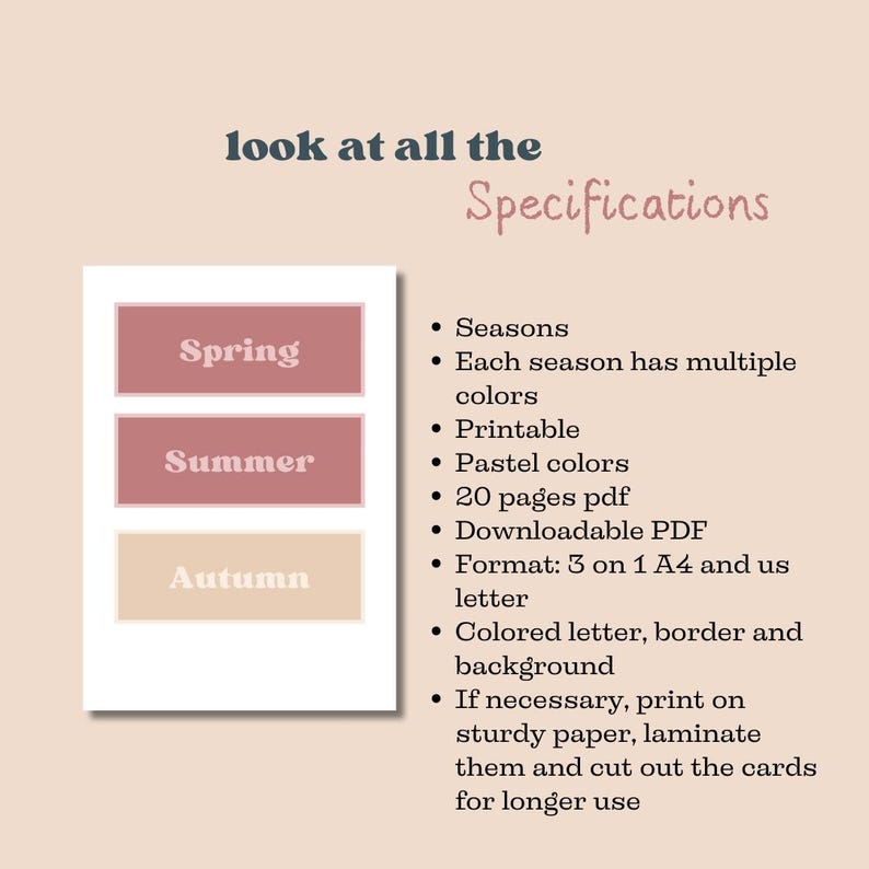 Four Seasons Learning, Seasons, Montessori, Cards, Game, Tracing ...
