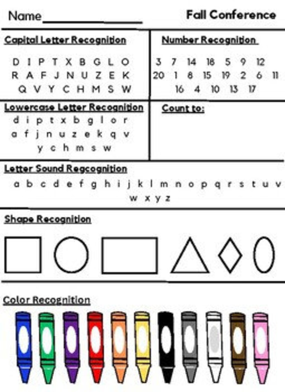 Fall Assessment/ Self Portrait/ Confernece Notes, Kindergarten, Abeka ...