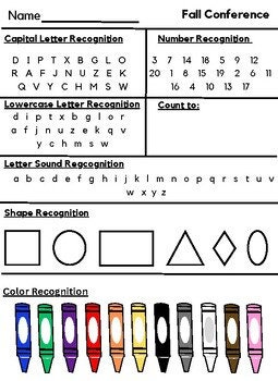 Fall Assessment/ Self Portrait/ Confernece Notes, Kindergarten, Abeka ...