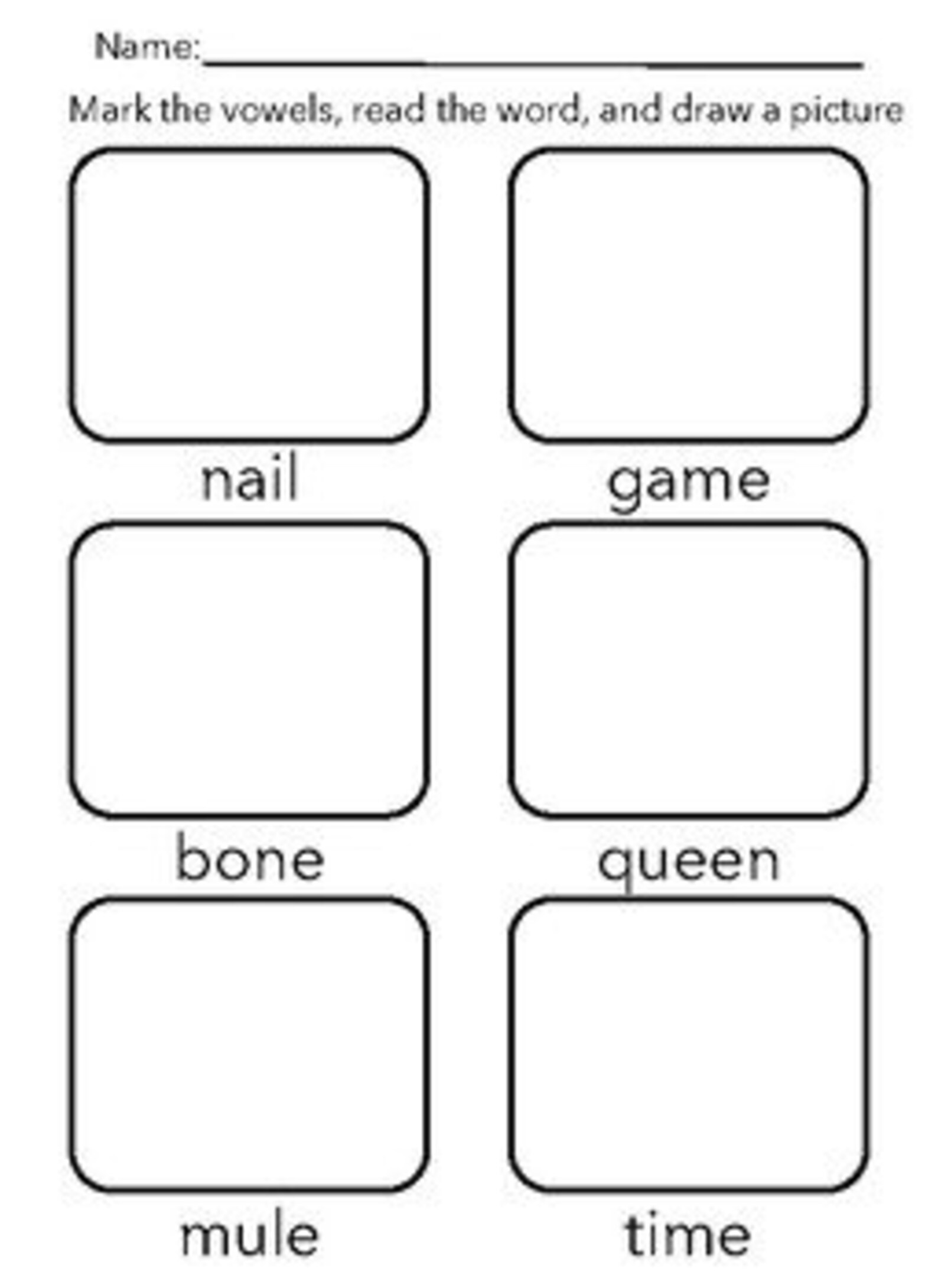 Read Word, Draw Picture, and Mark Vowels, Two Vowel Words - Abeka - Etsy