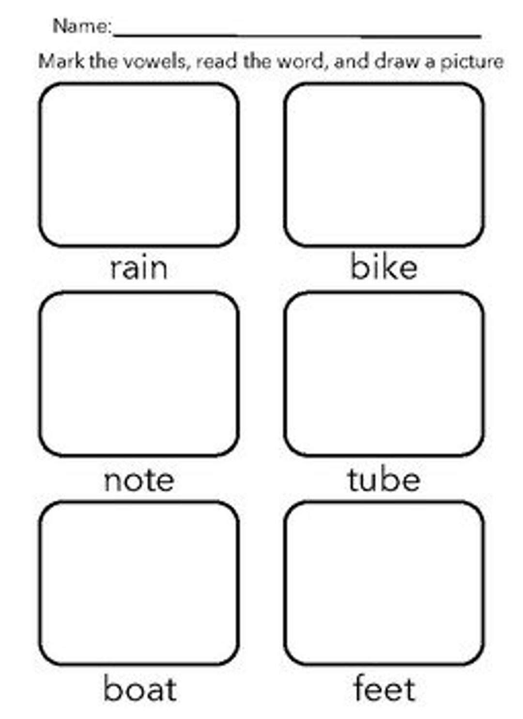 Read Word, Draw Picture, and Mark Vowels, Two Vowel Words - Abeka - Etsy