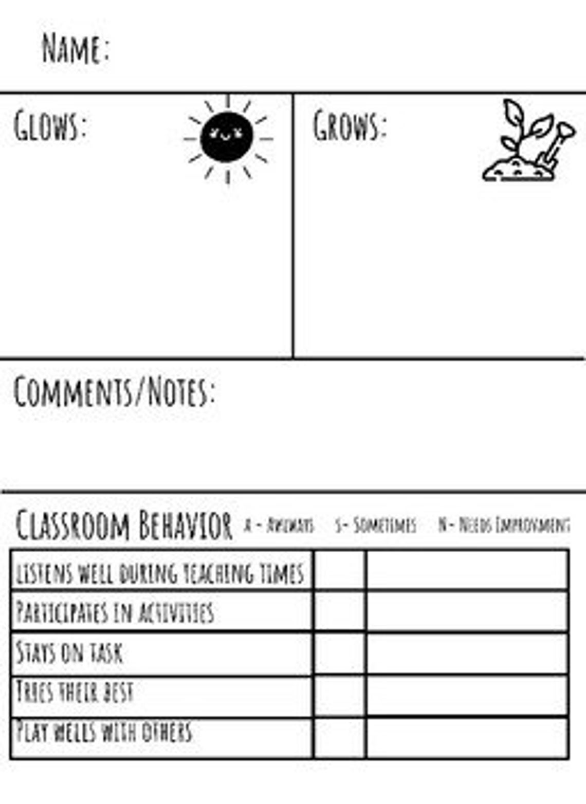 Spring Assessment/ Self Portrait/ Confernece Notes, Kindergarten, Abeka ...