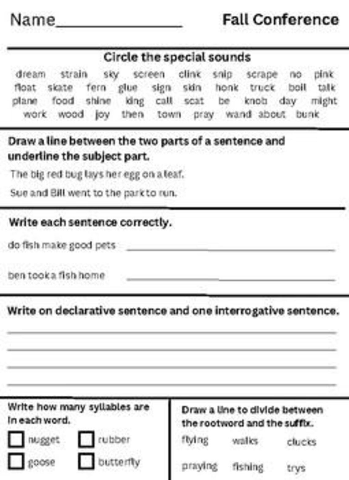 Fall Assessment/ Self Portrait/ Confernece Notes, 2nd Grade, Abeka - Etsy