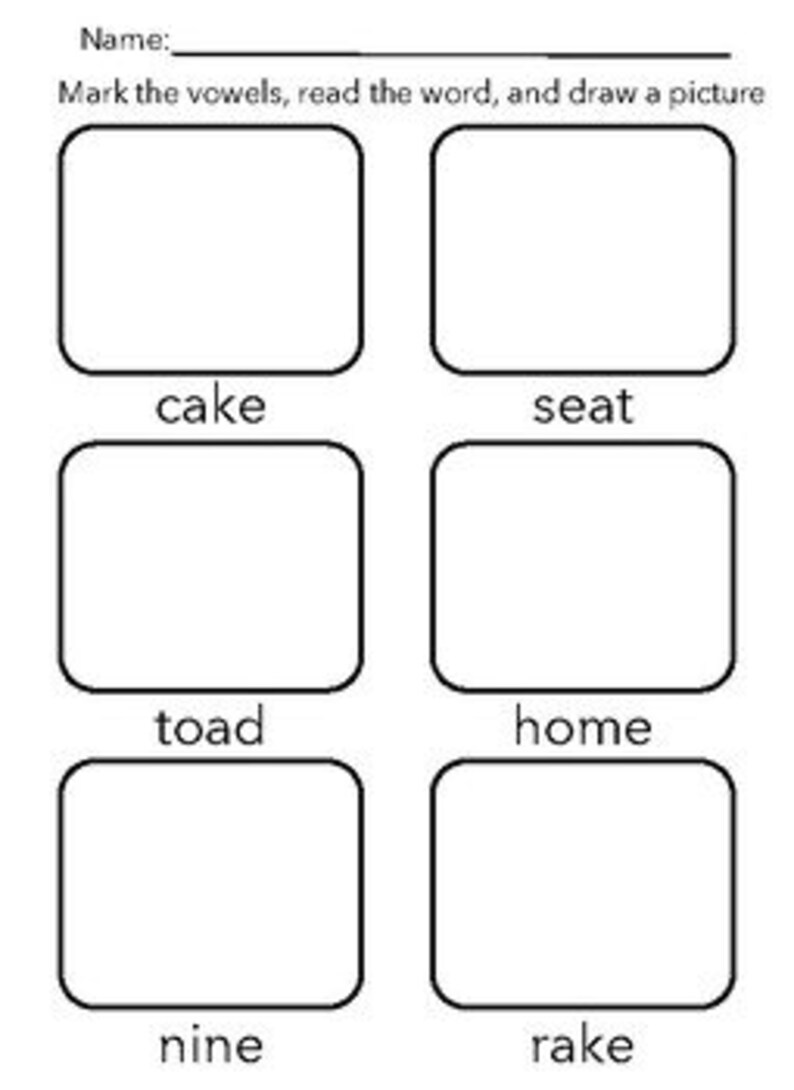 Read Word, Draw Picture, and Mark Vowels, Two Vowel Words - Abeka - Etsy