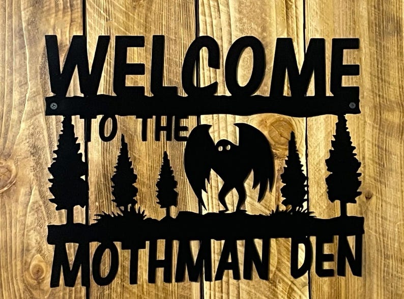 Cryptid Crew: Mothman--welcome to the Mothman Den- Sign - Etsy