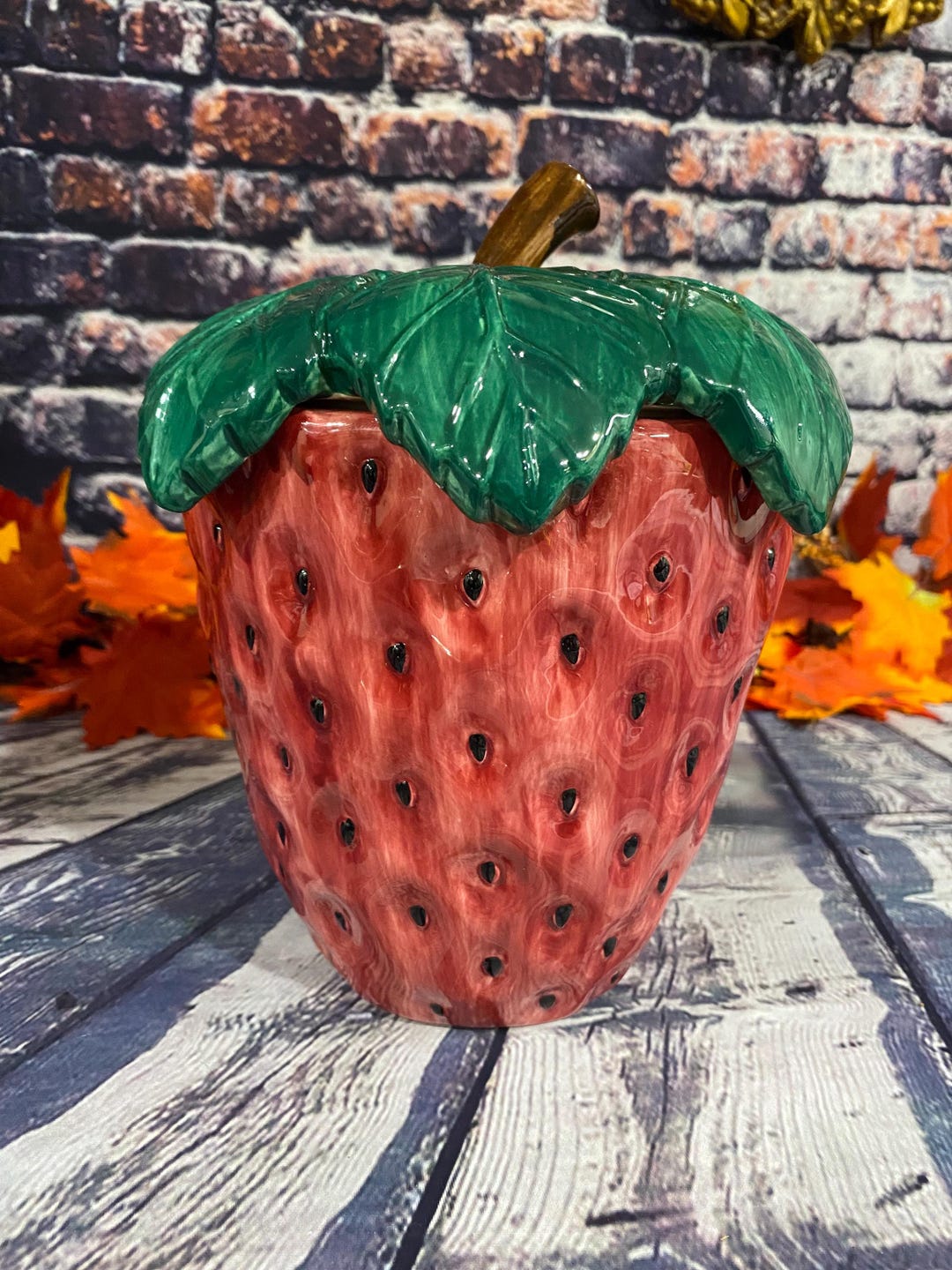 Vintage Ceramic Strawberry Shaped Cookie Jar. - Etsy