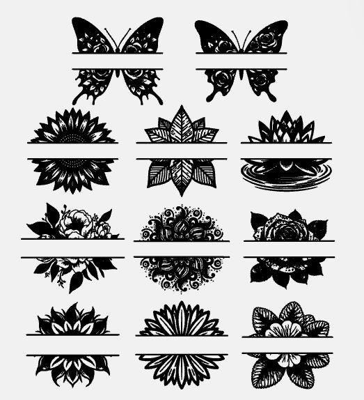 Flower Split Frame Monogram, SVG - Etsy