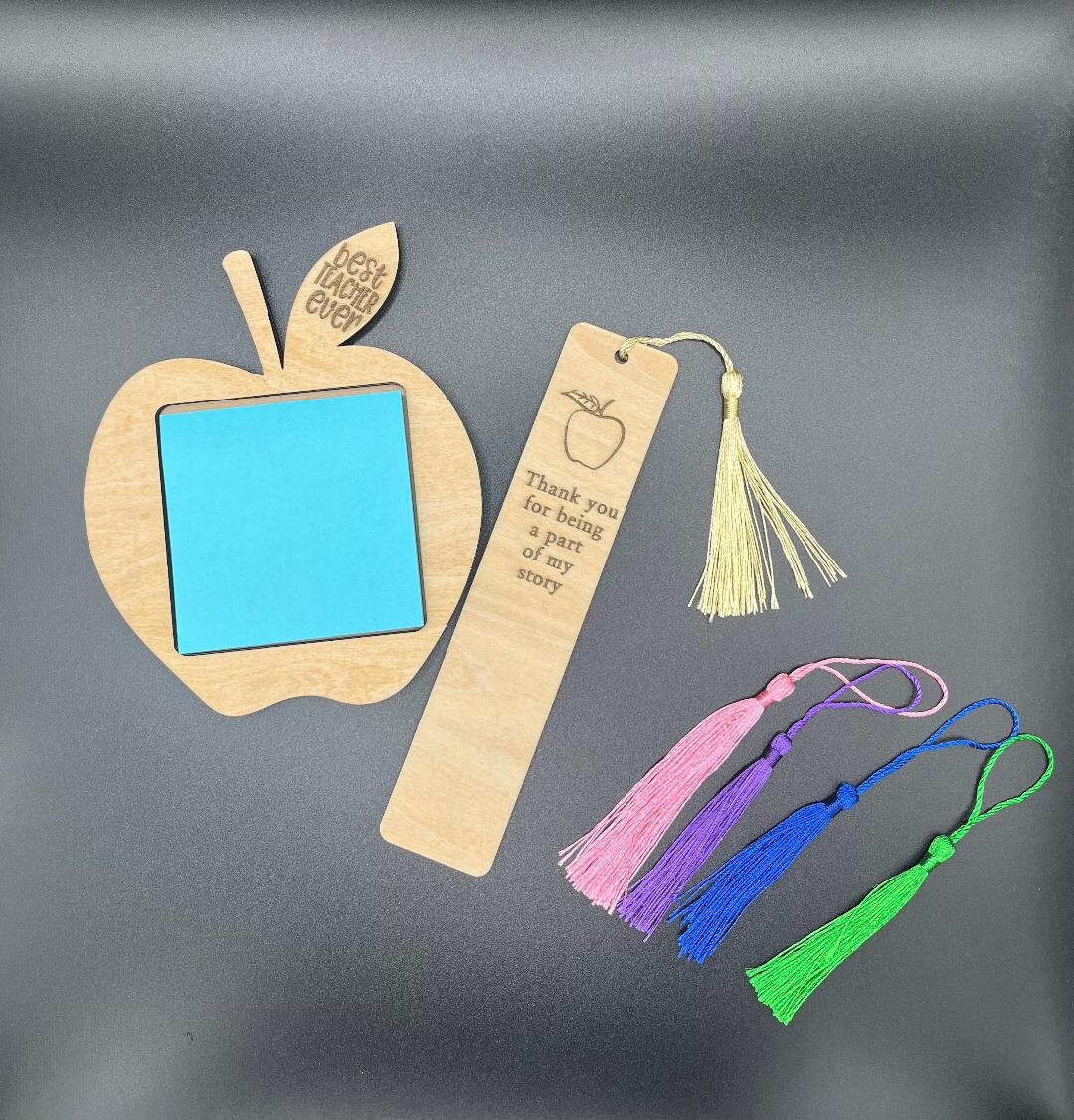 Best Teacher Wooden Post-it Holder and Bookmark - Etsy