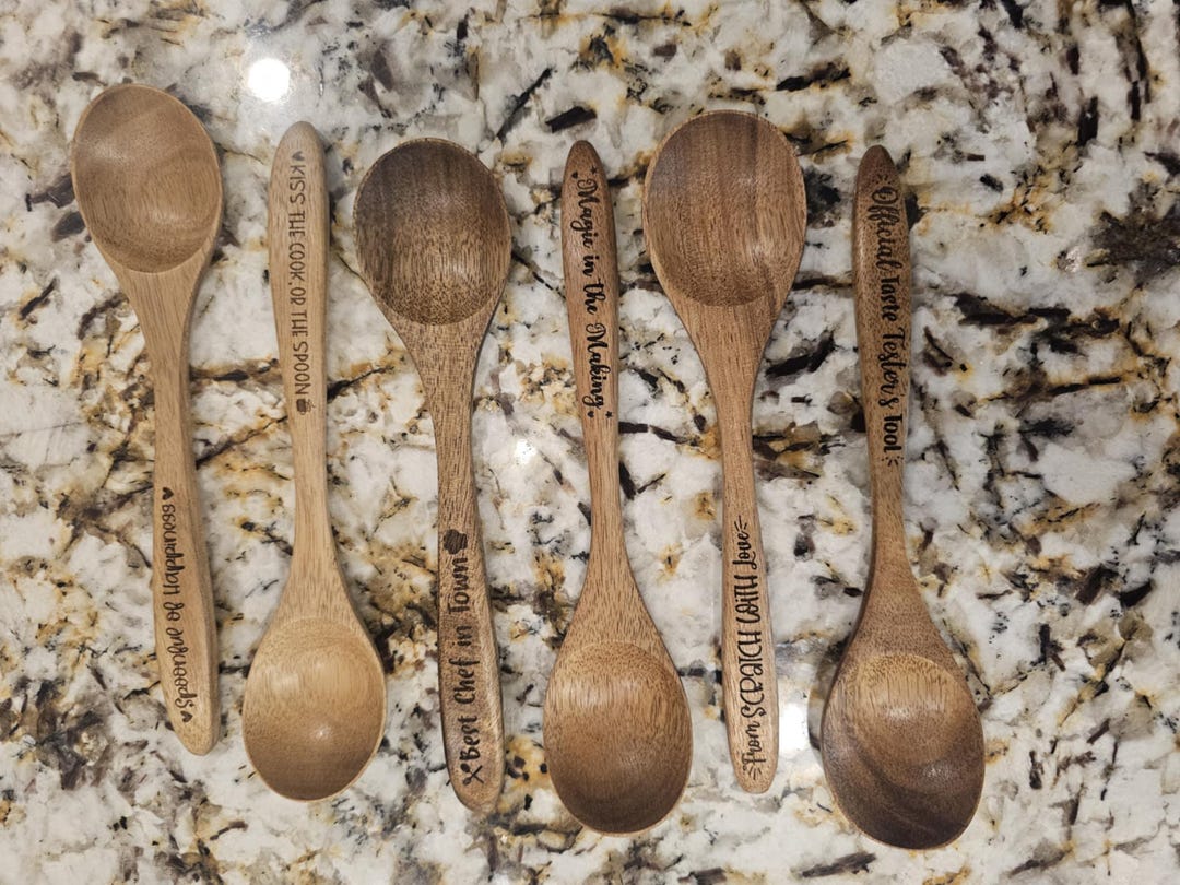 Small Acacia Wood Spoons With Custom Engraving - Etsy