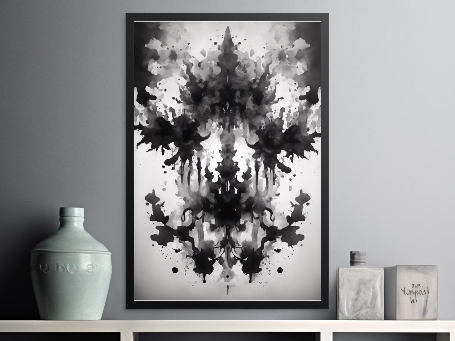 Abstract Inkblot Wall Art, Modern Black and White Prints, Rorschach ...