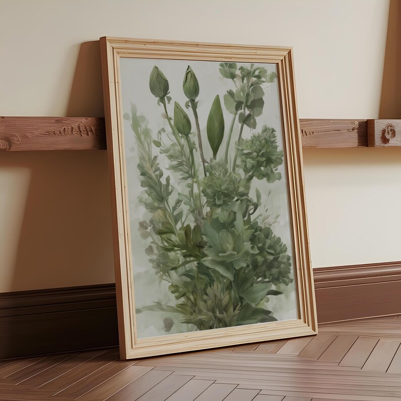 Sage Green Floral Botanical Wall Art, Greenery Watercolor Print ...